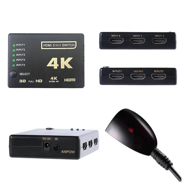 Switch HDMI 4K - 5 entrées - 1 sortie